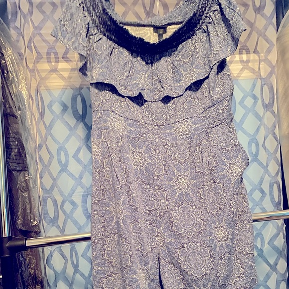 torrid | Pants & Jumpsuits | Torrid Blue Medallion Off Shoulder Challis ...